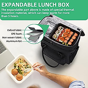 HOMIEE Insulated Lunch Bag for Women/Men, Reusable Lunch Box for Office Picnic Hiking Beach, Durable Waterproof Leakproof Cooler Tote Bag with Adjustable Shoulder Strap