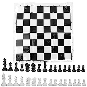 Portable Chess Plastic International Chessboard Set Medieval Entertainment Chess Game Set Black & White Chessboard for Party Activities(White)