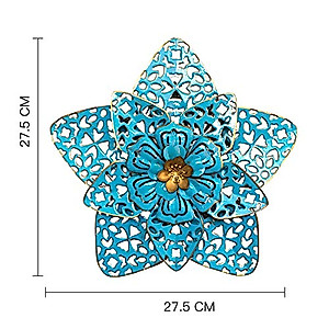 SQshun 11 Inch Large Metal Flower Wall Art Multiple Layer Home Decor for Outdoor Bedroom Living Room Office Garden