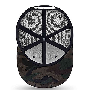 CNUSER Camouflage Trucker Hat Fashion Mesh Army Mens Women Flat Bill Snapback Hats - The Great Outdoors Adjustable Baseball Cap