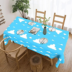 2Pcs Blue Sky and White Clouds Tablecloth Birthday Party Supplies, 54x108 Inch Cartoon Story Tablecloth, Cartoon Tablecovers Party Table Cover for Baby Boy Girl Kids Shower Birthday Party Decorations