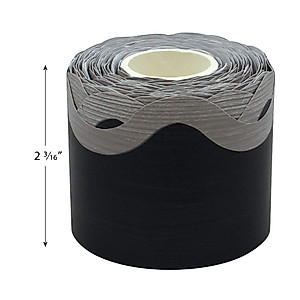 Teacher Created Resources Modern Farmhouse Black with Gray Scalloped Rolled Border Trim – 50ft - Decorate Bulletin Boards, Walls, Desks, Windows, Doors, Lockers, Schools, Classrooms, Homeschool