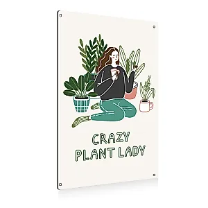 Funny Crazy Plant Lady Sign Metal Tin Sign Wall Decor for Home Garden Decor Gifts - 8x12 Inch