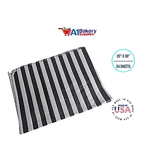 Black & White Stripes Tissue Paper 20 X 30-24 Sheet Premium High Quality Tissue Paper Made in USA by A1 bakery supplies