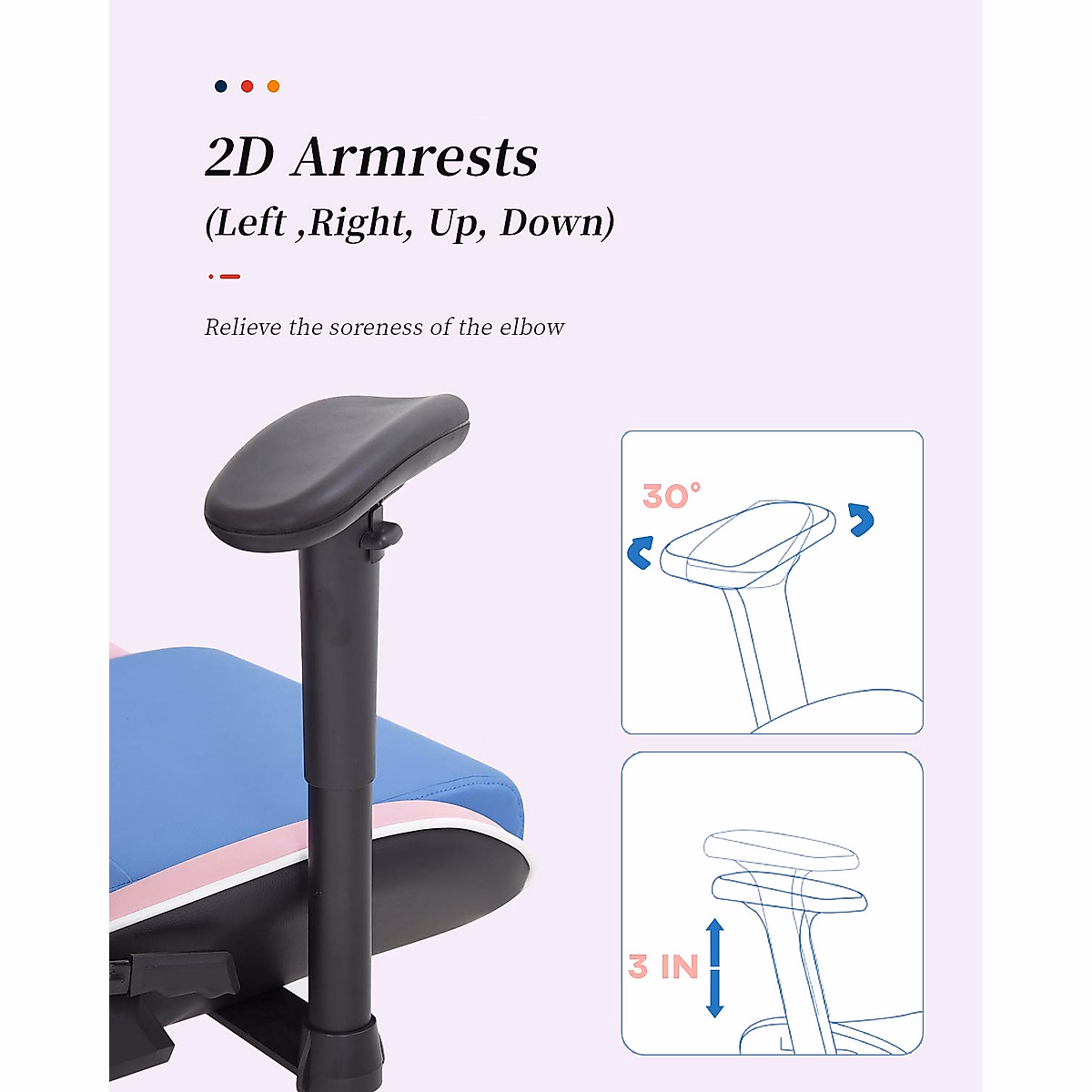 PC Gaming Chair Racing Office Chair E-Sports Computer Chair with Lumbar Support Adjustable Headrest 2D Armrest Rolling Swivel Game Chair Task Ergonomic PU Leather Desk Chair