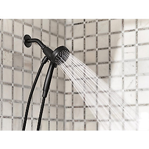 Moen Engage Magnetix Matte Black 3.5-Inch Six-Function Detachable Handheld Showerhead with Magnetic Docking System, 26100BL