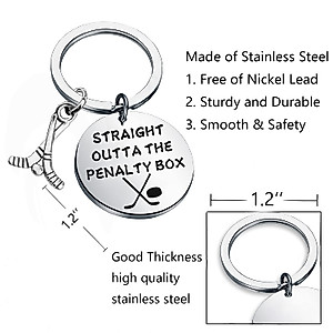 WSNANG Funny Ice Hockey Keychain Hockey Player Gift Straight Outta the Penalty Box Hockey Lover Gifts Keychain (SILVER)