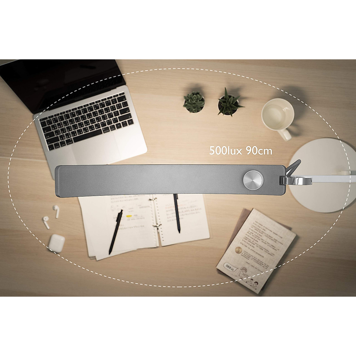 BenQ eReading LED Desk / Task / Swing Arm Lamp: Eye-Care, Auto-Dimming, CRI 95, 13 Color Temperatures, 35” Wide Illumination for Home Office, Bedroom, Living Room (Silver)