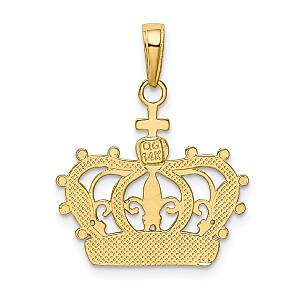 IceCarats 14K Yellow Gold Royal Princess Crown Necklace Charm Pendant 27mm x 20mm Only