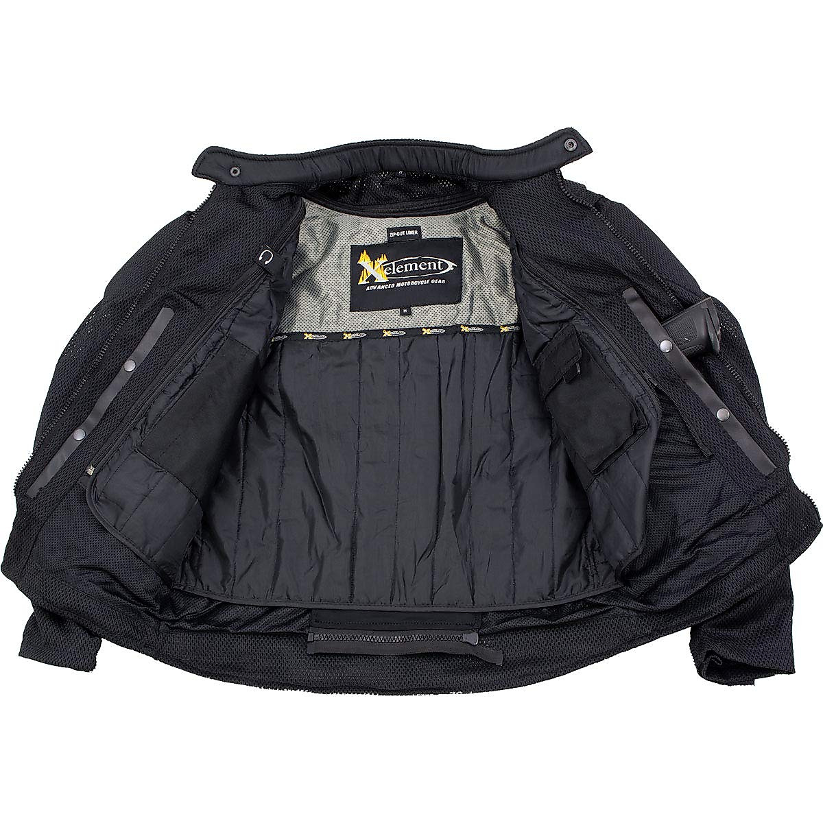 Xelement CF2157 Men's 'Caliber' Black Mesh Motorcycle Jacket with X-Armor Protection - X-Large