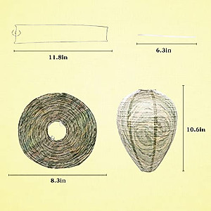 Wasp Nest Simulation Light Nesting, Fake Wasp Nest Bee Paper Lanterns, Hanging Wasp Repellent and Deterrent, Paper Drive Beehive Lantern for House Corner and Garden Outdoor, 8pcs
