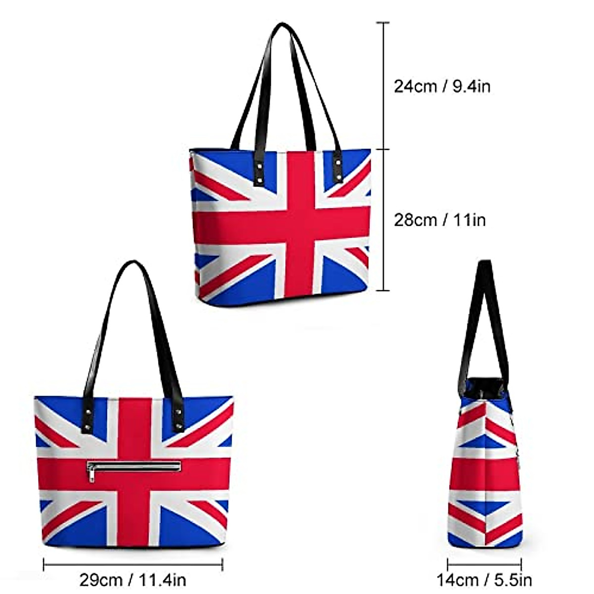 Womens Handbag Union Jack Leather Tote Bag Top Handle Satchel Bags For Lady