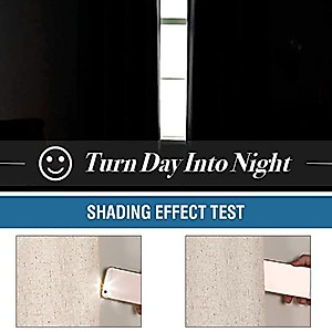 Linen Blackout Curtains 84 Inches Long 100% Absolutely Blackout Thermal Insulated Textured Linen Look Curtain Draperies Anti-Rust Grommet, Energy Saving with White Liner, 2 Panels, Natural