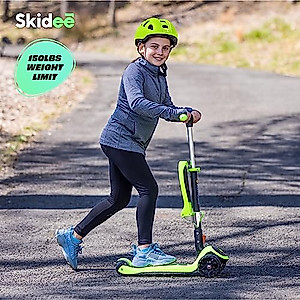 Kick Scooters for Kids Ages 3-5 (Suitable for 2-12 Year Old) Adjustable Height Foldable Scooter Removable Seat, 3 LED Light Wheels, Rear Brake, Wide Standing Board, Outdoor Activities for Boys/Girls