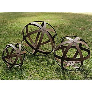 Metal Garden Spheres, Metal Band Decorative Spheres, Metal Folding Orb Garden Ball, Sets of 3