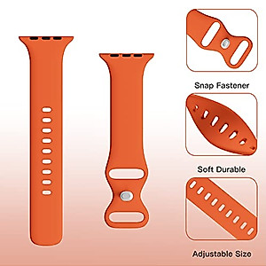 [5 PACK] STG Sport Watch Band Compatible with Apple Watch Band 38mm 40mm 41mm 42mm 44mm 45mm 49mm Soft Silicone Replacement Sport Strap Compatible for iWatch Ultra SE Series 8/7/6/5/4/3/2/1 (38mm/40mm/41mm S/M, 5 PACK A - Orange/Hot Pink/Apple Green/Surf