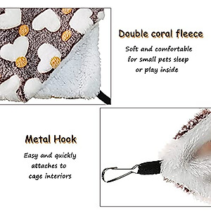OINEEDU Pet Small Animal Cage Hammock Guinea Pig Rat Hammock- Soft Warm Bunkbed Hammock-Fit for Kitten,Ferret,Squirrel,Chinchilla,Rat,Hamster or Other Small Animals -13.39'' x 13.39'' (Love Coffee)