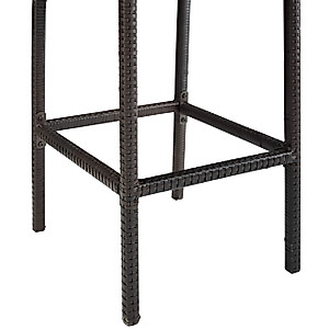 Crosley Furniture Palm Harbor Wicker Outdoor Bar Stools, Set of 2, Patio Furniture for Backyard, Balcony, Brown with Sand Cushion