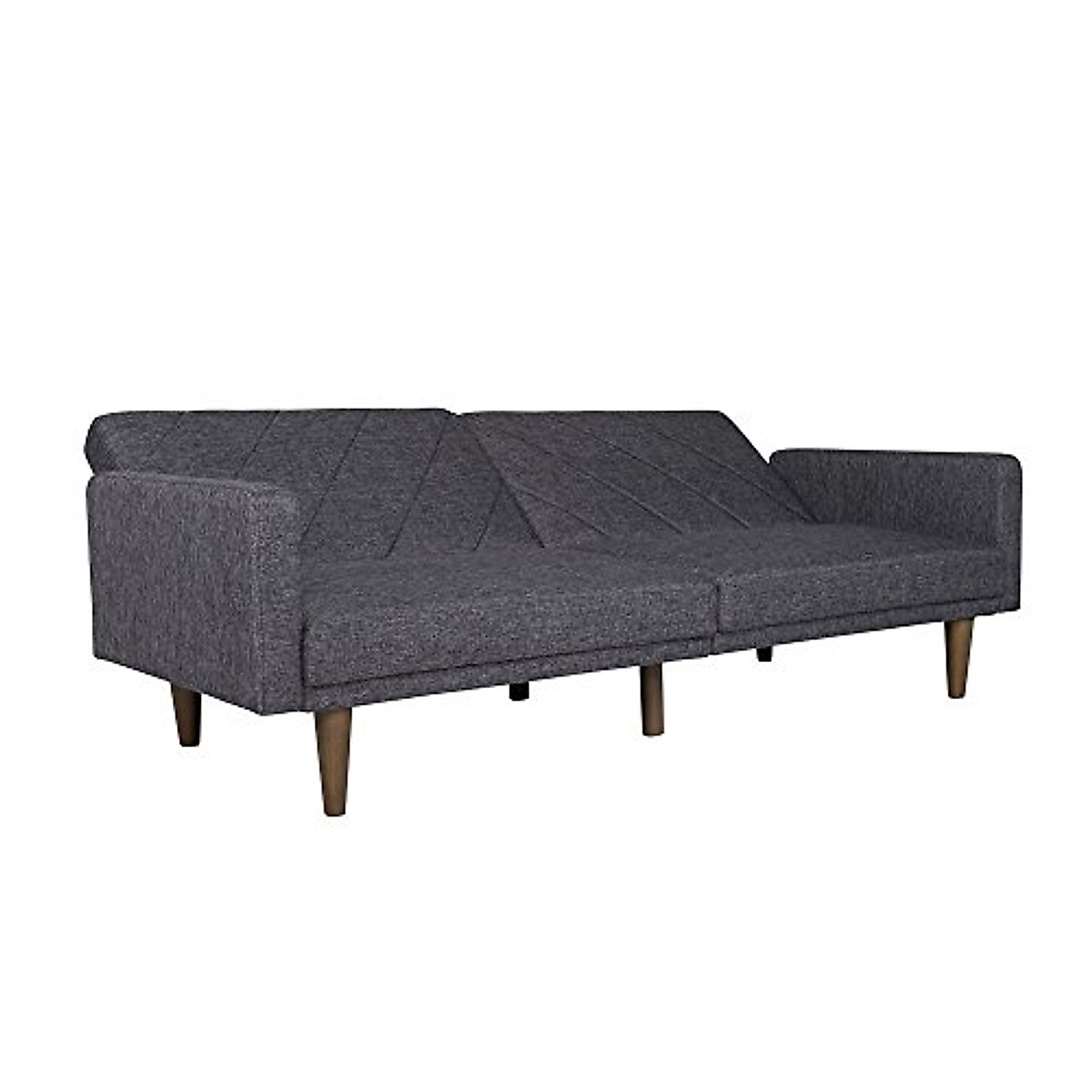 DHP Paxson Convertible Futon Couch Bed with Linen Upholstery and Wood Legs - Grey, Twin