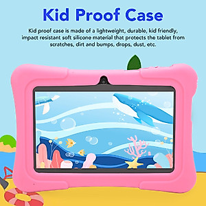 7inch Kids Tablet for Android 10.0, Children Tablet with 1GB RAM and 32 GB ROM, Support Bluetooth, WiFi, GMS, Parental Control, Dual Camera, Shockproof Kickstand Case (US Plug)