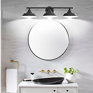 GoYeel Bathroom Vanity Light Fixtures Over Mirror Matte Black Vanity Wall Sconce Lighting 3 Lights Rustic Farmhouse Vanity Light Industrial Indoor Wall Light Fixture for Bathroom Dressing Table