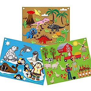 Craftstory Farm Animals Dinosaur Stories Felt Board for Toddlers Preschool Learning Activities, Classroom Must Have Sensory Wall Craft Toy Gifts for Toddlers Homeschool Supplies, 3 Pack