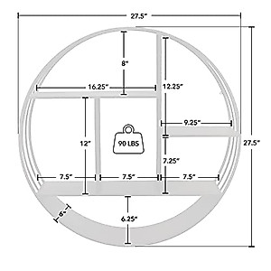FirsTime & Co. Dark Silver Brody Wall Shelf, Round 3 Tier Wall Mounted Floating Shelf for Bathroom, Bedroom, Living Room Decor, Metal, Industrial, 27.5 inches