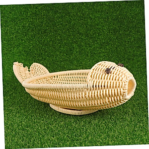 ibasenice Simulate Rattan Storage Basket To Weave Vegetable Basket Fish-shaped Rattan Basket Fruit Basket Bread Container Wedding Gift Hamper Simulated Rattan Bakset Bamboo Snack