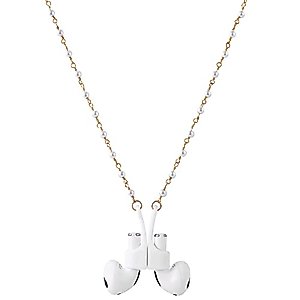 Newest Anti-Lost Airpods Neck Strap Holder Magnetic Gold Leash White Pearl Chain Necklace Gifts for Women Lady Girl, 72cm