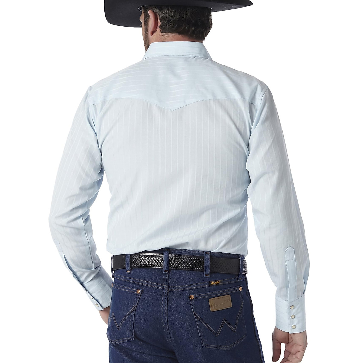 Wrangler mens Sport Western Two Pocket Long Sleeve Snap button down shirts, Blue, Medium US