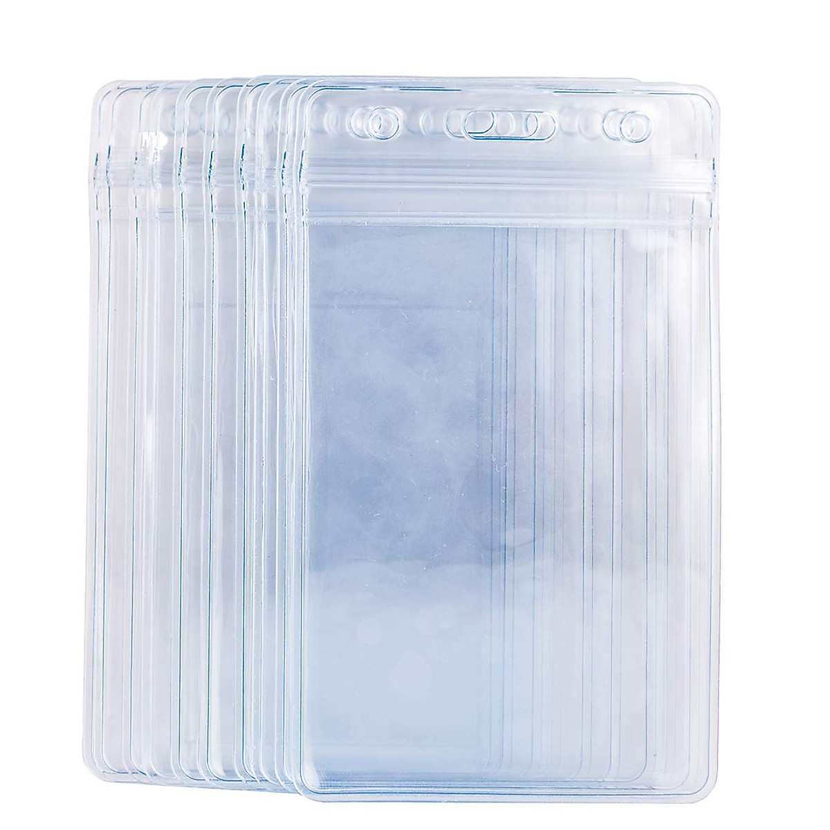 Vertical ID Card Badge Holder Waterproof Resealable Zip 6 Pcs