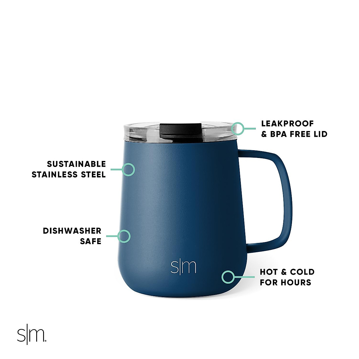 Simple Modern Travel Coffee Mug with Lid and Handle | Reusable Insulated Stainless Steel Coffee Tumbler Tea Cup | Gifts for Women Men Him Her | Voyager Collection | 12oz | Slumberland