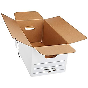Amazon Basics Medium Duty Storage Filing Boxes with String & Button Closure - Pack of 12, Letter Size