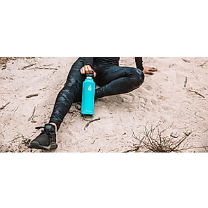 HYDRO CELL Stainless Steel Water Bottle with Straw & 2 Standard Mouth Lids (32oz 24oz 20oz 16oz) Keeps Liquids Hot or Cold w/Double Wall Vacuum Insulated Leak Proof Sport Design (Teal 24oz)