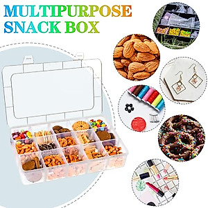 Hiitytin Snack Box Container with 15 Adjustable Compartments Multi Snack Container Divided Organizer Box for Travel School Picnics