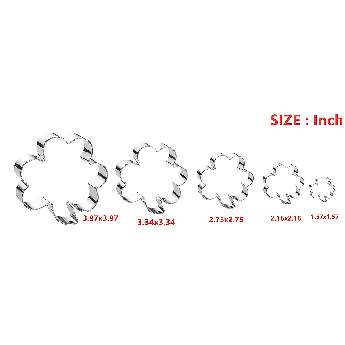 Clover Cookie Cutter Set - 5 Piece St. Patrick's Day Irish Shamrock Cookie Cutters Stainless Steel