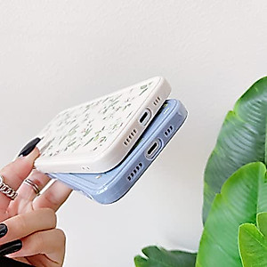 ZTOFERA Compatible with iPhone 13 Case for Girls Women, Floral Flower Pattern Design Silicone Case, Slim Shockproof TPU Protective Bumper Case Cover for iPhone 13,Beige