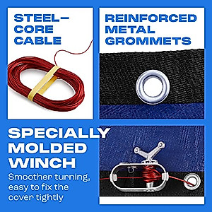 28 ft Round Pool Cover | Extra Thick & Durable Above-Ground Pool Cover | Sapphire Series of Premium Cold- and UV-Resistant Pool Cover | Above-Ground Pool Protection | by Yankee Pool Pillow