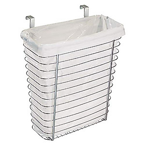 iDesign Axis Steel Over the Cabinet Storage Basket Organizer for Kitchen, Pantry, Bathroom, Office, Dorm Room, 7.1" x 12.2" x 14.2", Chrome