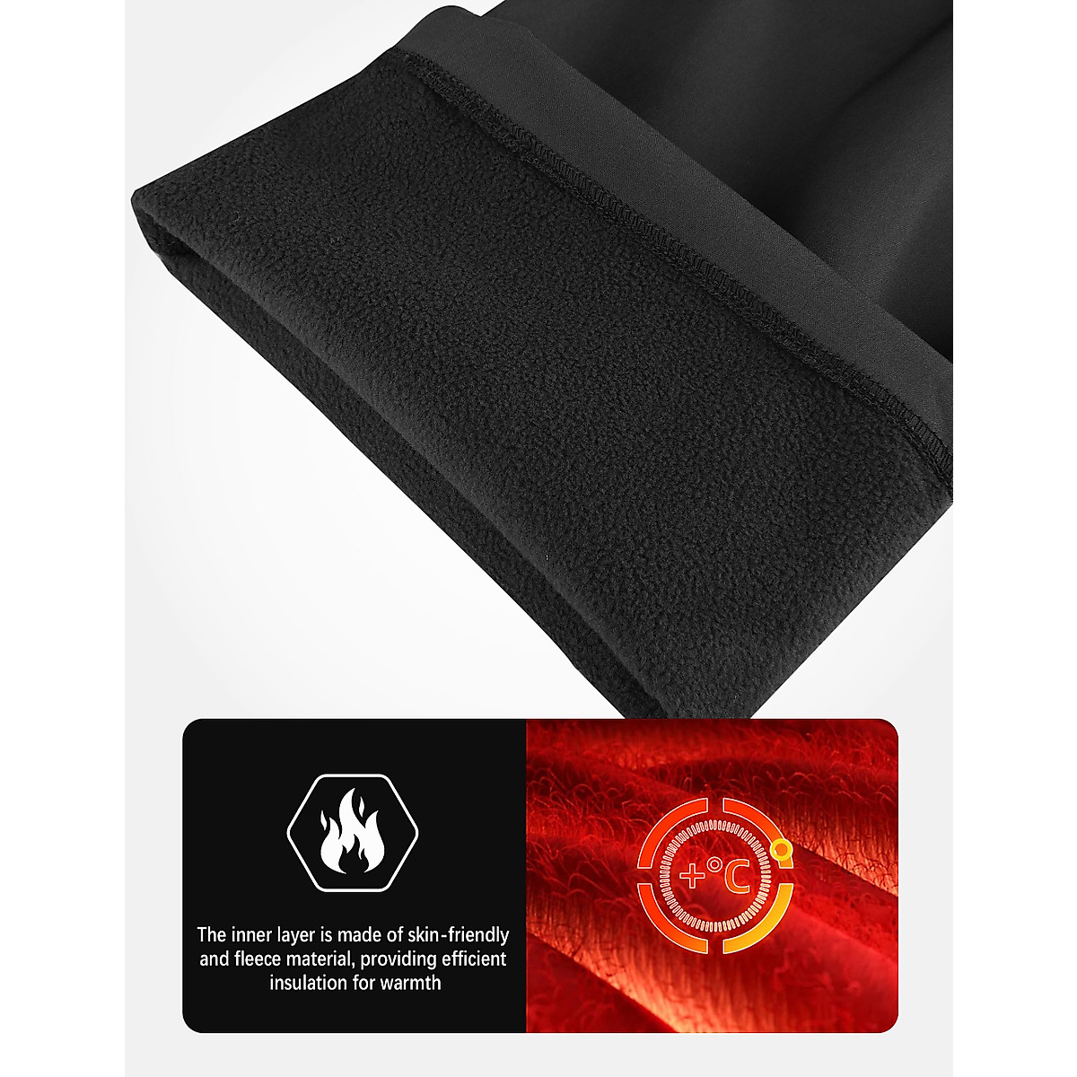 FREE SOLDIER Men's Outdoor Softshell Fleece Lined Cargo Pants Snow Ski Hiking Pants with Belt (Black 32W/34L)