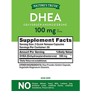 Nature's Truth DHEA | 100mg | 60 Capsules | Non-GMO & Gluten Free Supplement