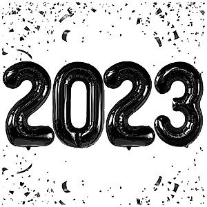 2023 Black Number Balloons - 40 Inch Large Size Foil Number Balloons for 2023 New Years Eve Party Festival Party Supplies Graduation Decorations