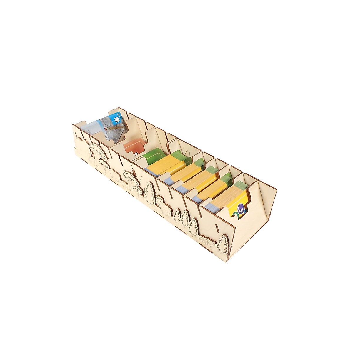 The Broken Token Ark Nova Compatible Game Organizer - Wood Storage Box with Multiple Trays for Cards, Bids, Players & More - Unofficial Wooden Game Organizer