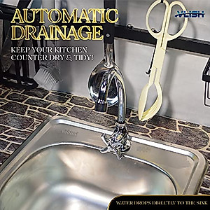 Vlish Over The Sink 2 Tier Dish Drying Rack - Expandable Length 35-42in | Space-Saving, Rust-Resistant, Non-Slip Foot Rubber | Stainless Steel Kitchen Counter Drainer Organization Storage Shelf