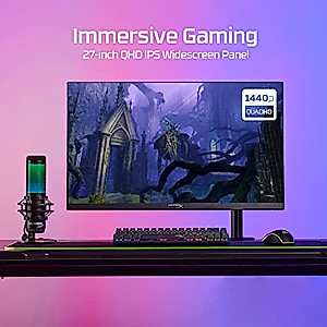 HyperX Armada 27 – Gaming Monitor – 27-inch, QHD (2560x1440), 165Hz Refresh Rate, IPS Panel, 1ms Response Time, NVIDIA® G-SYNC® Compatible, Desk Mount Included - HDMI and Display Port,Black