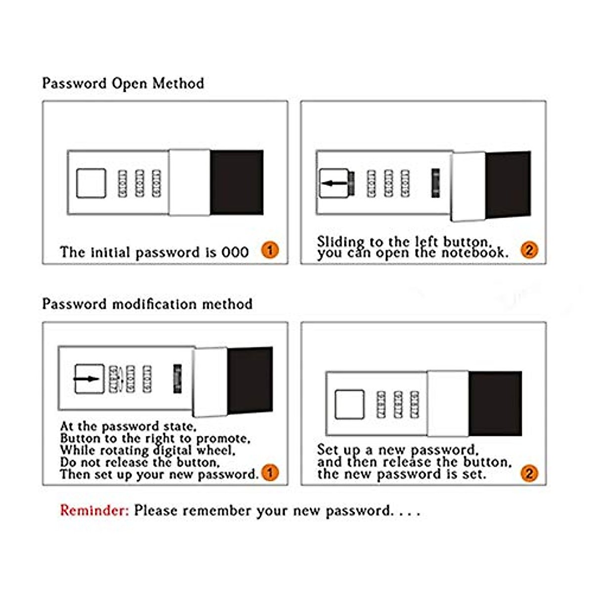 Sealei A5 (8.47 X 5.9 Inch) Lock Journal Diary Notebook Combination Locking Journal Diary,Diary with Combination Lock (Style 1)