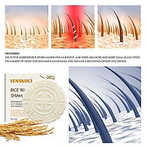 Rice Water For Hair Growth Shampoo Bar, 2 In 1 Fermented Rice Water Shampoo And Conditioner Bar For Hair Growth, Vegan Origin Growth Anti Hair Loss Rice Water Shampoo Bar, Solid Rice Bar Soap For Hair Growth All-Natural