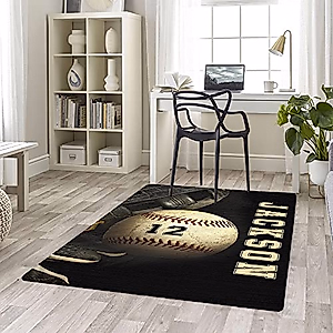 Custom Baseball Ball Area Rug - Baseball Rugs for Girls Room, Football Area Rug Anti-Skid Water Absorbent Carpet for Kitchen Living Room Gifts for Baseball Players Fan
