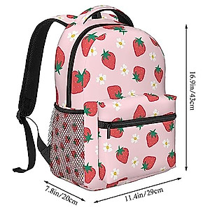 Strawberry Backpack For Women Men Laptop Bag Travel Hiking Camping Daypack