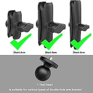 1" Ball Mount Adapter for Insta360 One X2, X, One R, RS, GO 2, GoPro Hero, Compatible with RAM Ball Head Mounts B Size Double Socket Arm